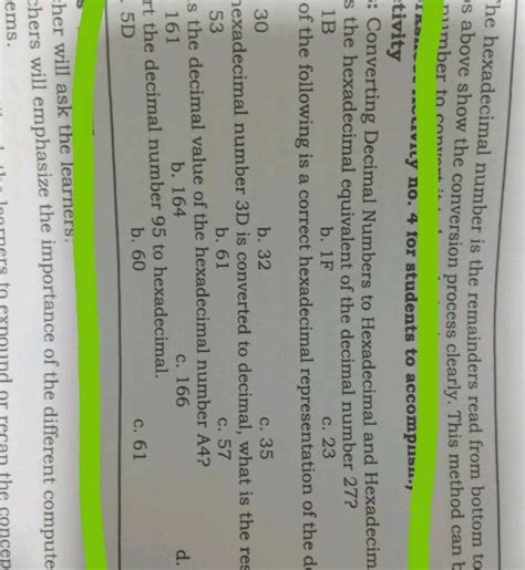 He Hexadecimal Number Is The Remainders Studyx