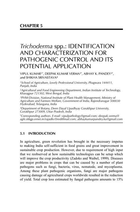 Pdf Trichoderma Spp Identification And Characterization For Pathogenic Control And Its