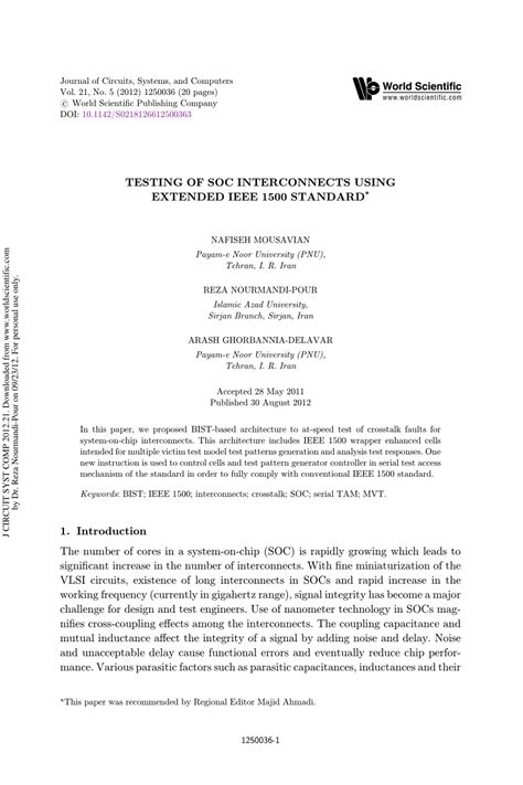 Pdf Testing Of Soc Interconnects Using Extended Ieee 1500 Standard