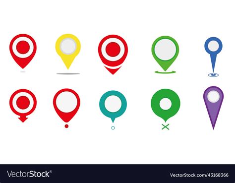 Map Pointers Icon Set Collection Of Colorful Vector Image