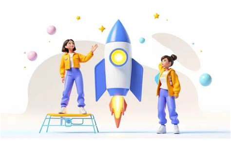 Startup Rocket Launch Flat Design Character Illustration Images