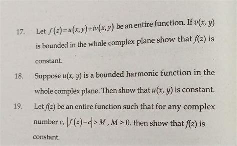 Solved Let F Z U X Y Iv X Y Be An Entire Function If Chegg