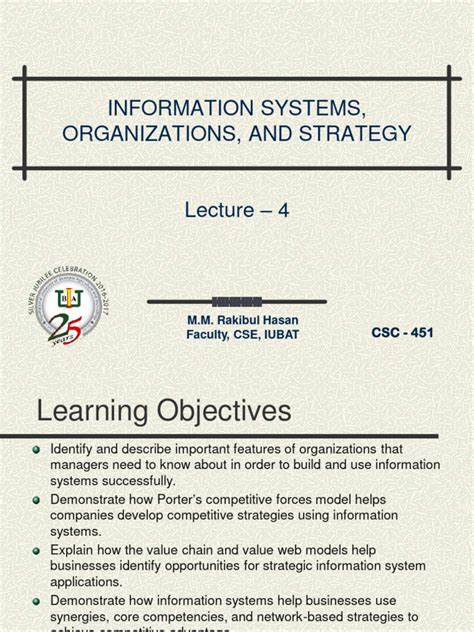 Lecture 04 Information Systems Organizations And Strategy Pdf