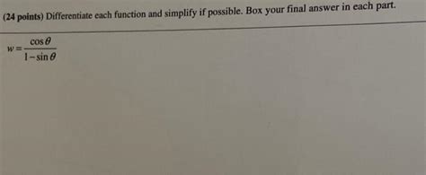 Solved Points Differentiate Each Function And Simplify Chegg