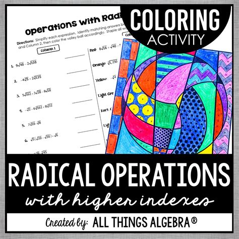 Radical Operations With Higher Indexes Coloring Activity All Worksheets Library