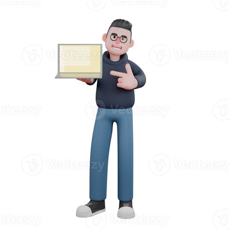 male tech artist 3d model a male programmer is standing with his right hand pointing to his