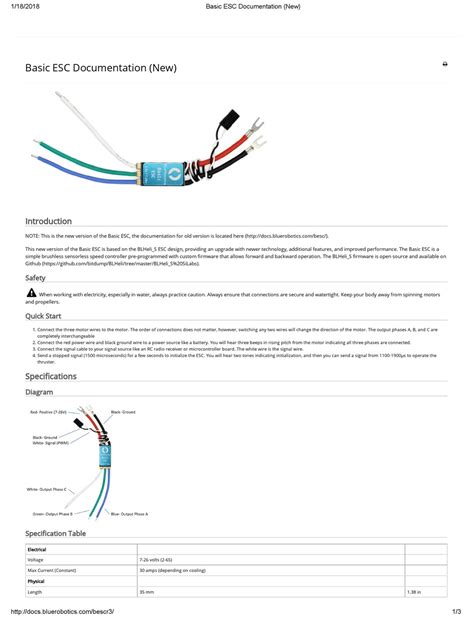 Blue Robotics Basic 30a Esc V3 Documentation Pdf Download Manualslib