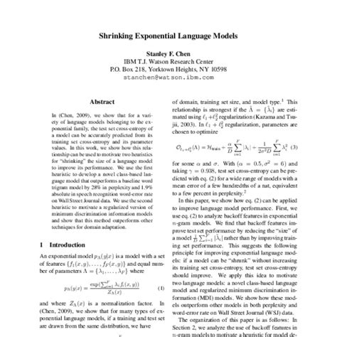 Shrinking Exponential Language Models Acl Anthology