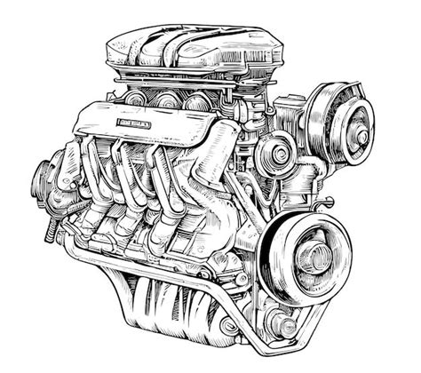 Un Dibujo De Un Motor De Automóvil Del Fabricante De Motores Honda Vector Premium Motores