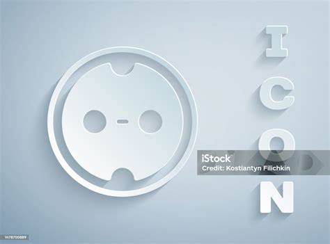 용지는 회색 배경에 격리된 전기 콘센트 아이콘을 잘라냅니다 전원 소켓 로제트 기호 종이 아트 스타일 벡터 3차원 형태에 대한 스톡 벡터 아트 및 기타 이미지 Istock