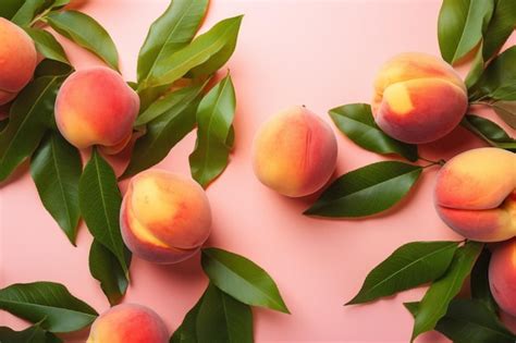 Premium Photo Ripe Juicy Peaches On Pink Background Ai Generated