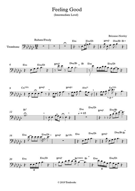 Feeling Good Intermediate Level Michael Bublé Trombone Sheet