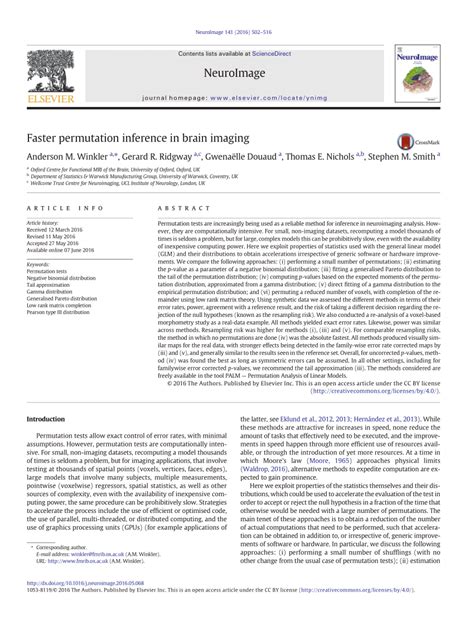 Pdf Faster Permutation Inference In Brain Imaging