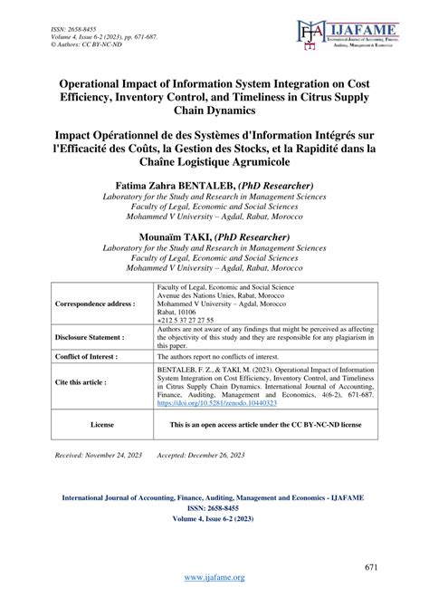 Pdf Operational Impact Of Information System Integration On Cost Efficiency Inventory Control