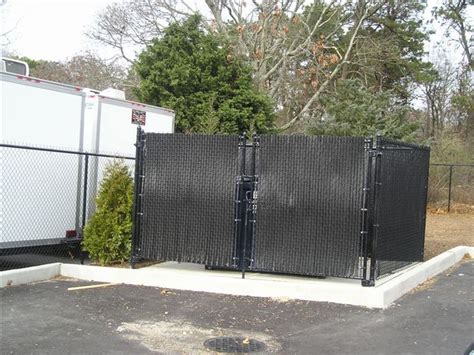 6 Tall Black Chain Link Dumpster Enclosure With Black Privacy Slats