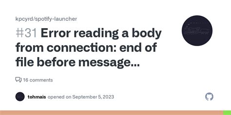 Error Reading A Body From Connection End Of File Before Message Length Reached Issue