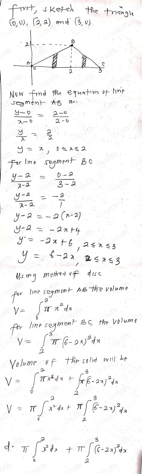 Solved Which Of The Following Integrals Determine The Volume Of The Solid Generated By