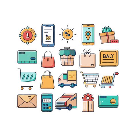 Premium Vector Realistic Shopping And Ecommerce Icons Set