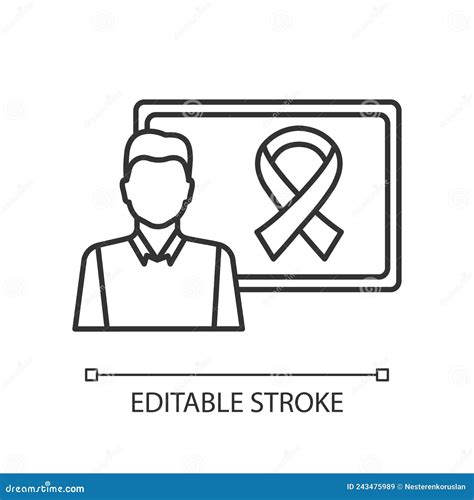 Cancer Awareness Linear Icon Stock Vector Illustration Of Doctor Tumor