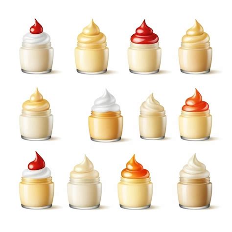 A Collection Of Different Types Of Creams Including One That Has A Red Cap Premium AI
