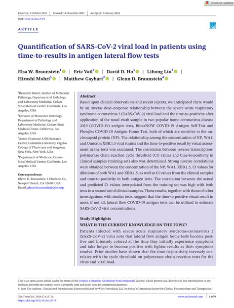 Pdf Quantification Of Sars‐cov ‐2 Viral Load In Patients Using Time‐to‐results In Antigen