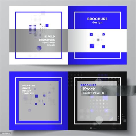 정사각형 디자인 Bifold 브로셔 잡지 전단지 소책자를위한 두 개의 표지 템플릿의 편집 가능한 레이아웃의 벡터 그림 유체 기하학적 모양이 있는 추상 벡터 배경입니다 0명에