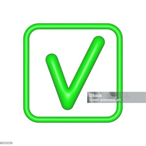 체크 박스의 녹색 확인 표시 현실적 인 3d 플라스틱 반짝이는 아이콘 벡터 일러스트 레이 션 절연 체크 표시 아이콘 3차원 형태에 대한 스톡 벡터 아트 및 기타 이미지