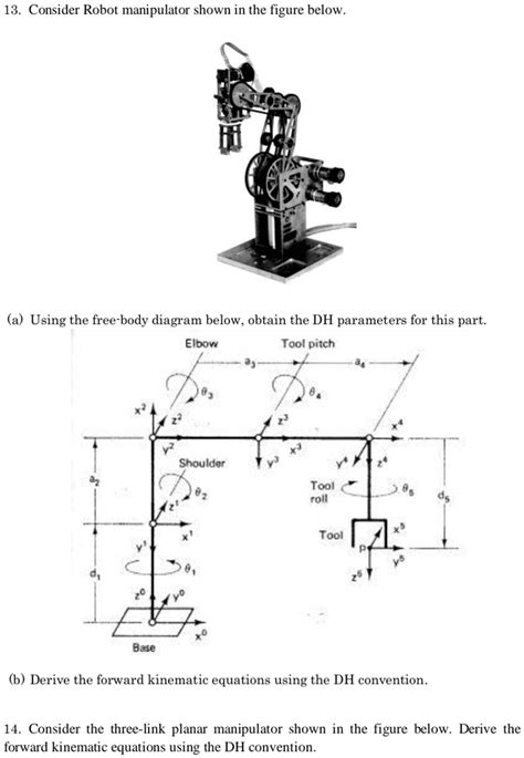 solved 13 consider the robot manipulator shown in the figure below
