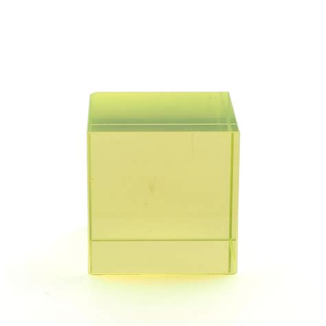 Faceted Czech Uranium Glass Cube Paperweight Ornament Art Display