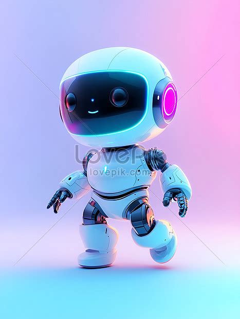 네온 배경에 로봇