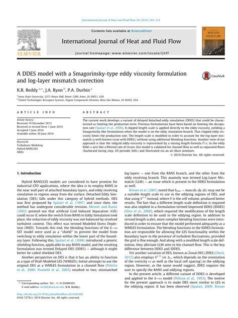 2014a Ddes Model With A Smagorinsky Type Eddy Viscosity Formulation And