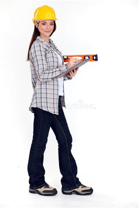 Female Mason Apprentice Stock Image Image Of Measures 26960671