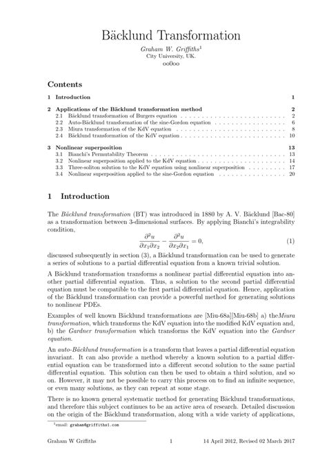 Pdf Bäcklund Transformation