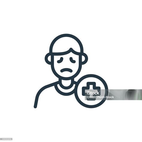 환자 벡터 아이콘입니다 환자 편집 가능한 뇌졸중 웹 및 모바일 앱 로고 인쇄 매체에 사용하기 위한 환자 선형 기호입니다 얇은 선 그림 벡터 격리 된 윤곽선 도면입니다