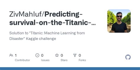 Github Zivmahluf Predicting Survival On The Titanic With Python Solution To Titanic Machine