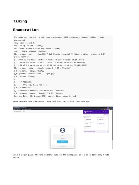 Timing Enumeration Nmap Reveals Two Open Ports And Ssh Lets