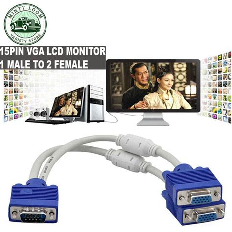 15 Pin VGA 1 Male To Dual 2 VGA Female Monitor Y Adapter Converter Splitter Video Cable Lazada PH