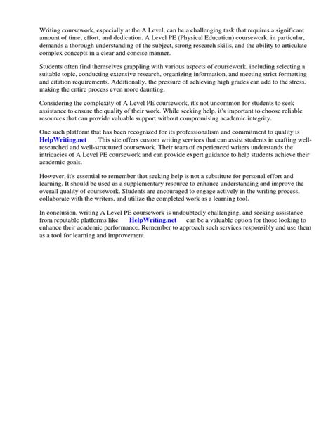 A Level Pe Coursework Exemplar Pdf Physical Fitness Skeletal Muscle