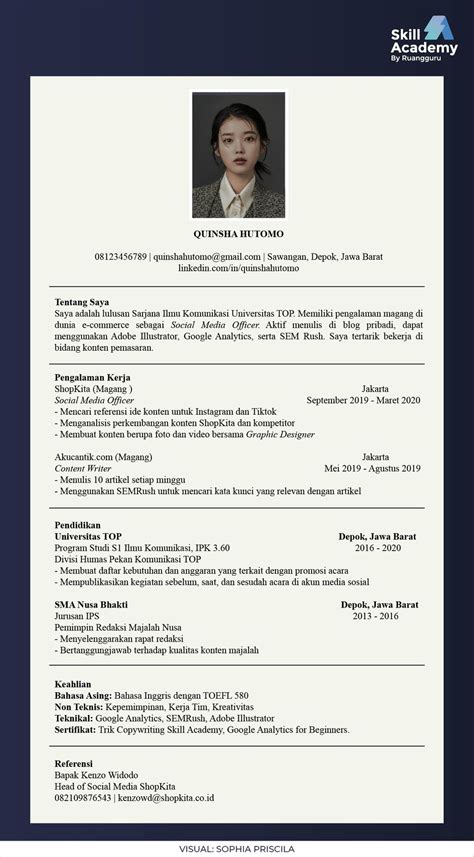 Contoh Cv Dengan Pengalaman Organisasi Images And Photos Finder Free Schedule And Planner Printable