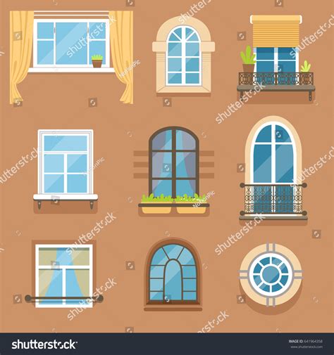 Windows Set Different Styles Forms Window Stock Vector Royalty Free