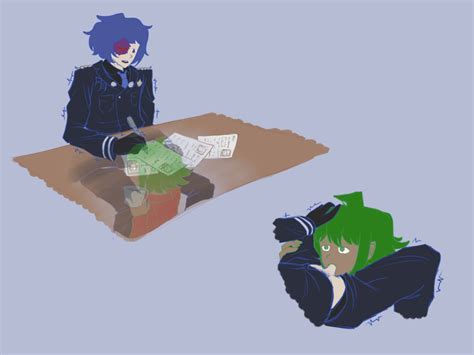 Rule 34 2boys Blowjob Blue Hair Clothed Danganronpa Danganronpa