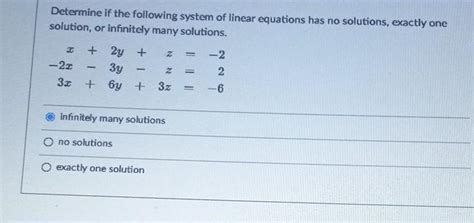 Solved Determine If The Following System Of Linear Equations Chegg