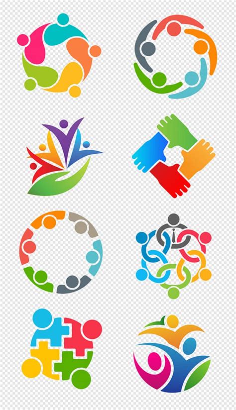 彩色团结就是力量团队合作彩色图标png 花瓣网