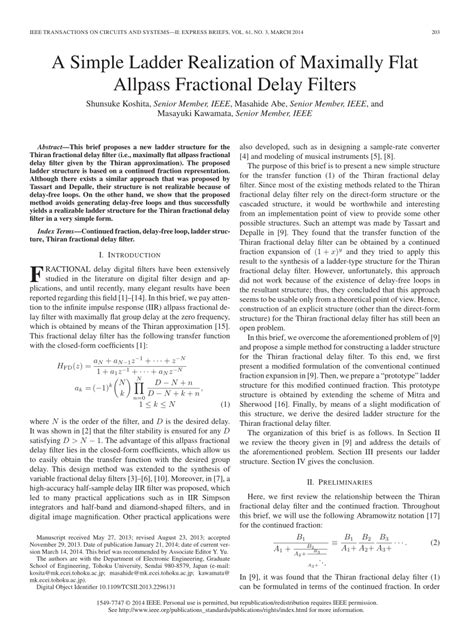 Pdf A Simple Ladder Realization Of Maximally Flat Allpass Fractional