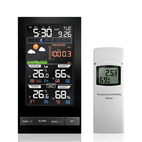 Digital Temperature Thermometer With Barometer Weather Forecast In Outdoor Temperature Humidity