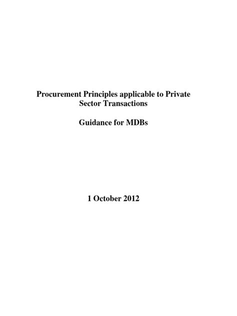 Procurement Principles Applicable To Private Sector Transactions