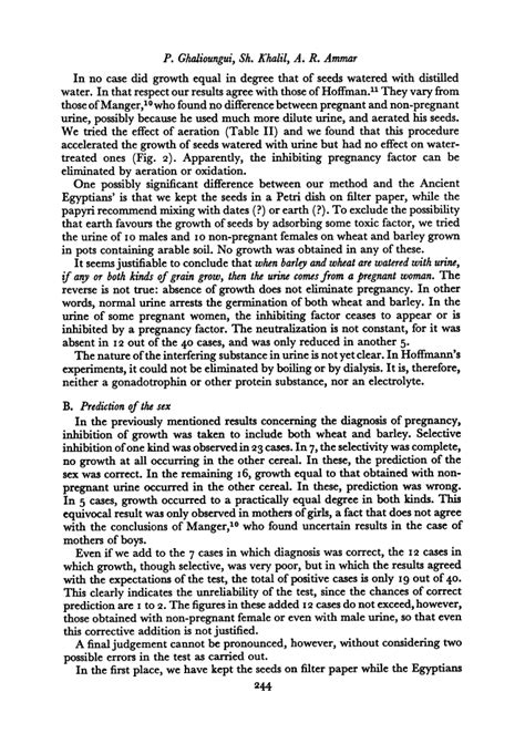 On An Ancient Egyptian Method Of Diagnosing Pregnancy And Determining Foetal Sex Abstract