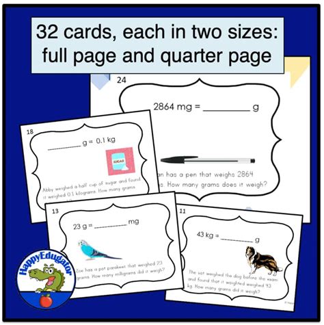 Mass Metric Conversion Task Cards By Happyedugator Tpt