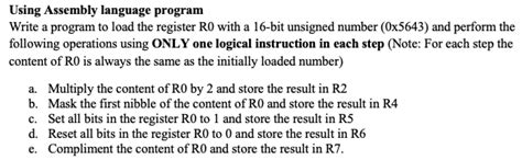 Solved Using Assembly Language Program Write A Program To