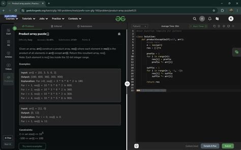 Gfg160 Day64 Geeksforgeeks Productarray Codingchallenge